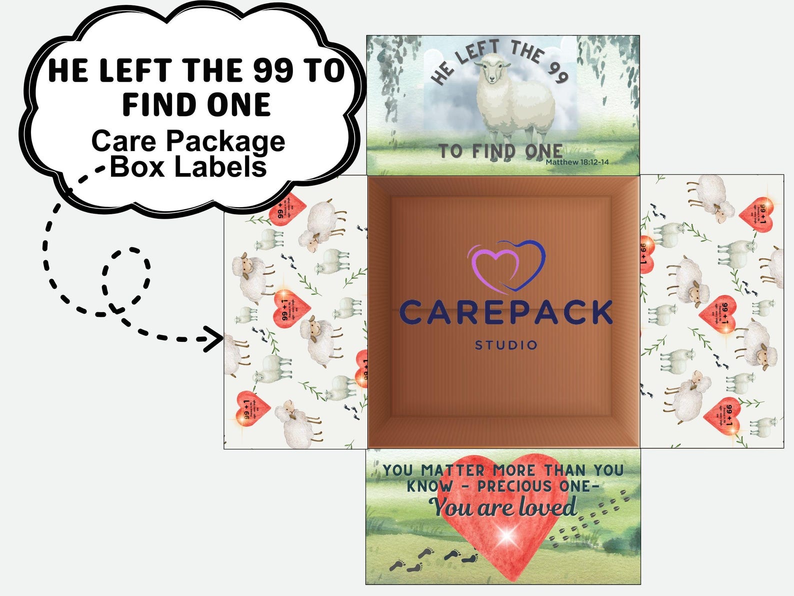 Christian Care Package Box Flap Label Printable Label Matthew 18 Verse ...