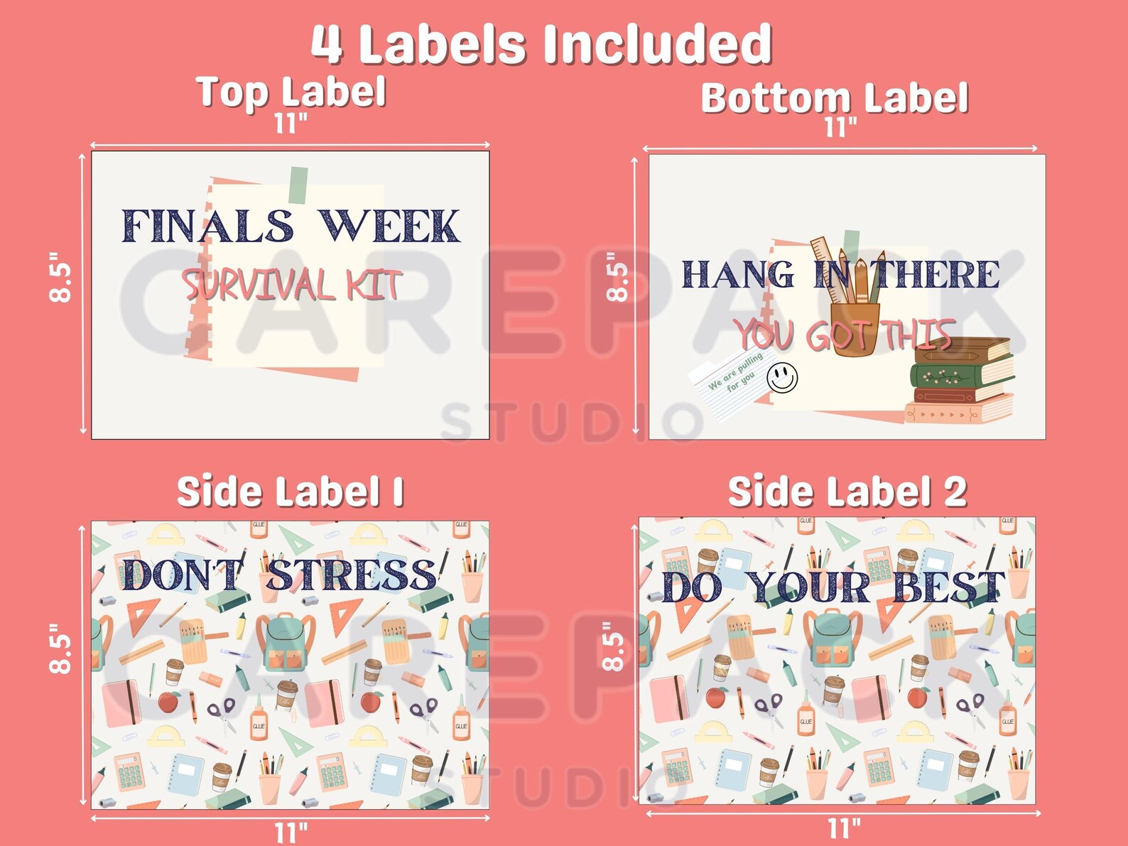 College Finals Week Care Package Labels Instant Download Printable ...