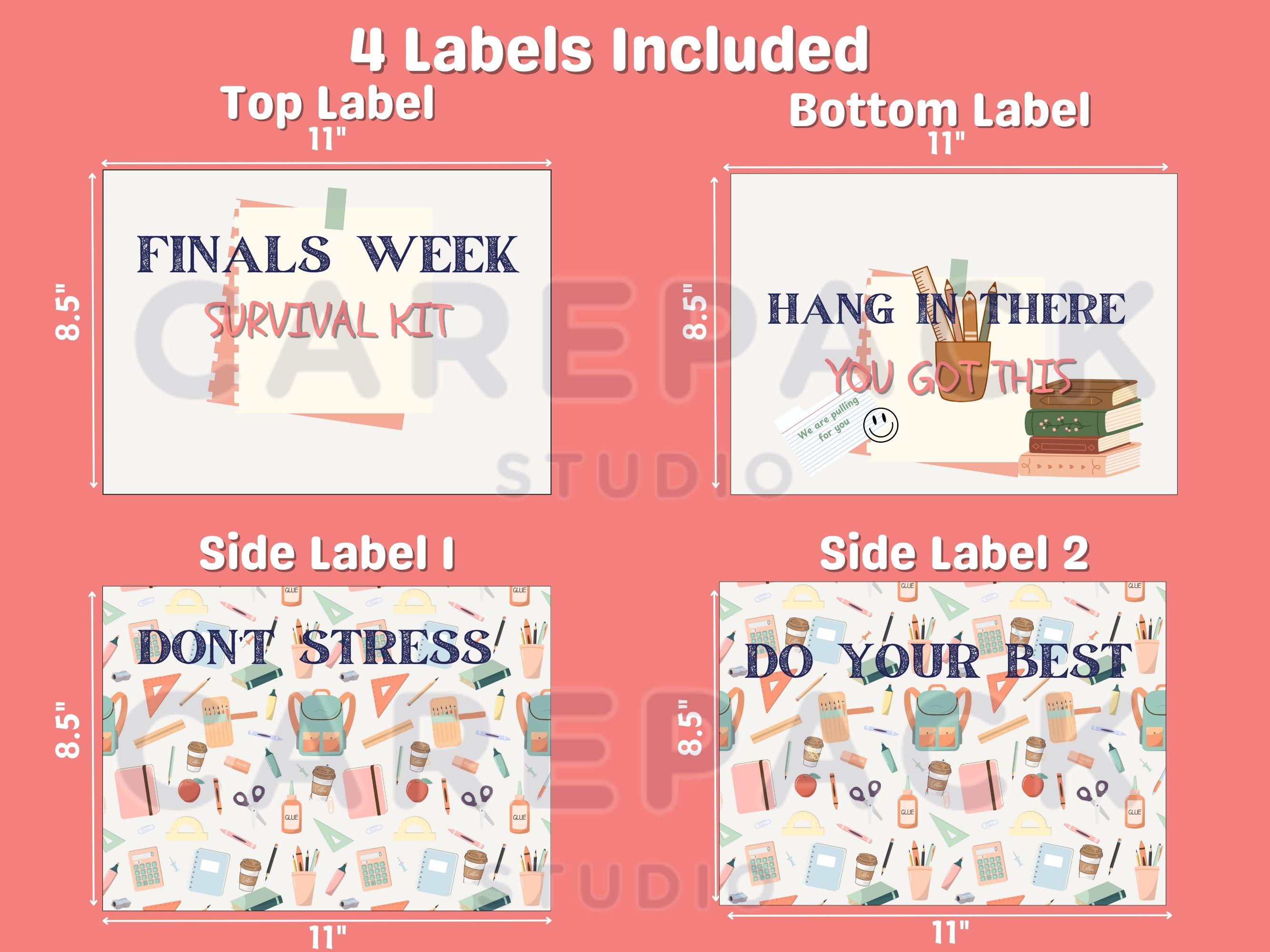 College Finals Week Care Package Labels Instant Download Printable ...