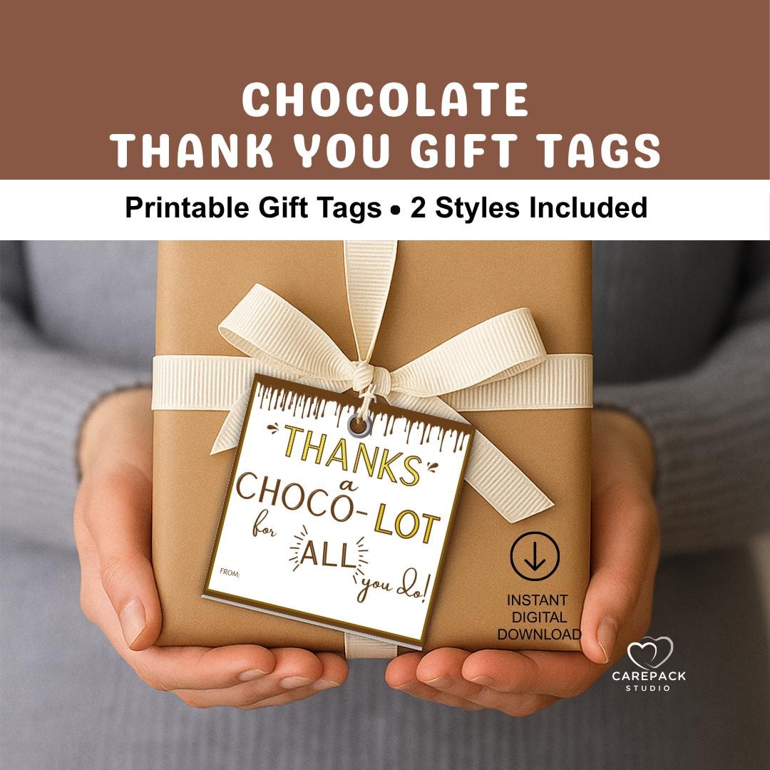 Chocolate Gift Tag Template, Thanks A Choco-lot, Printable Teacher ...