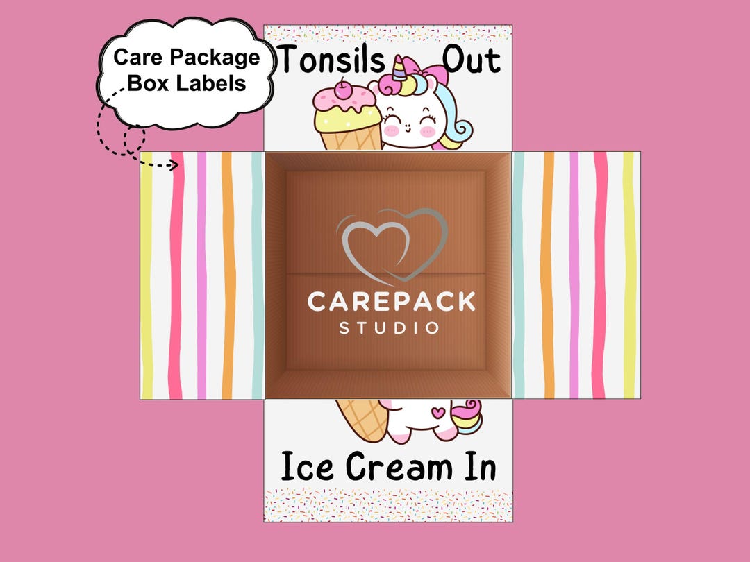 Tonsillectomy Care Package Label Feel Better Soon Box Flap Get Well ...