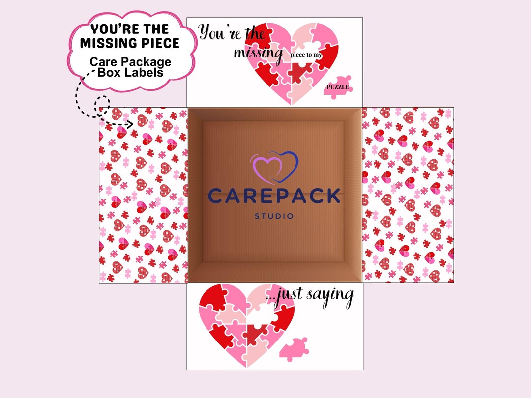 Heart Love Care Package Printable Box Flap Labels Valentine Box Label ...