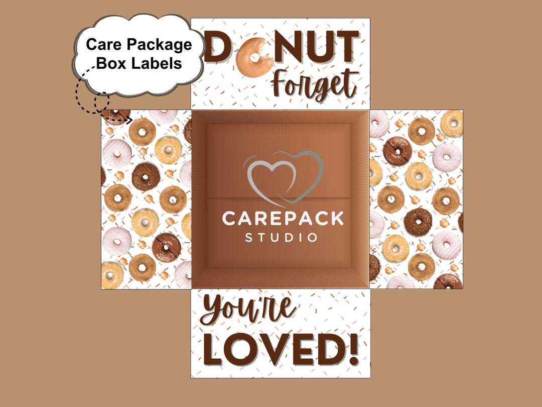 Care Package Labels Printable Donut Forget You're Loved Box Flap Decor ...