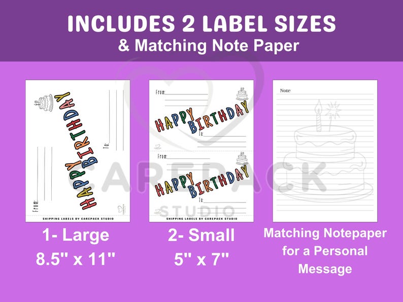 Printable Happy Birthday Shipping Label: Care Package Box Address Label ...