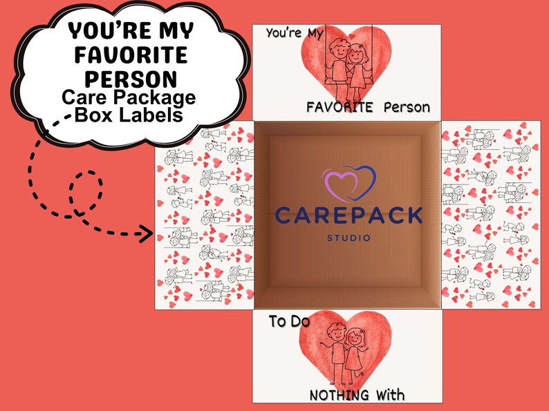Friendship Love Care Package Printable Box Flap Labels Valentine Box ...