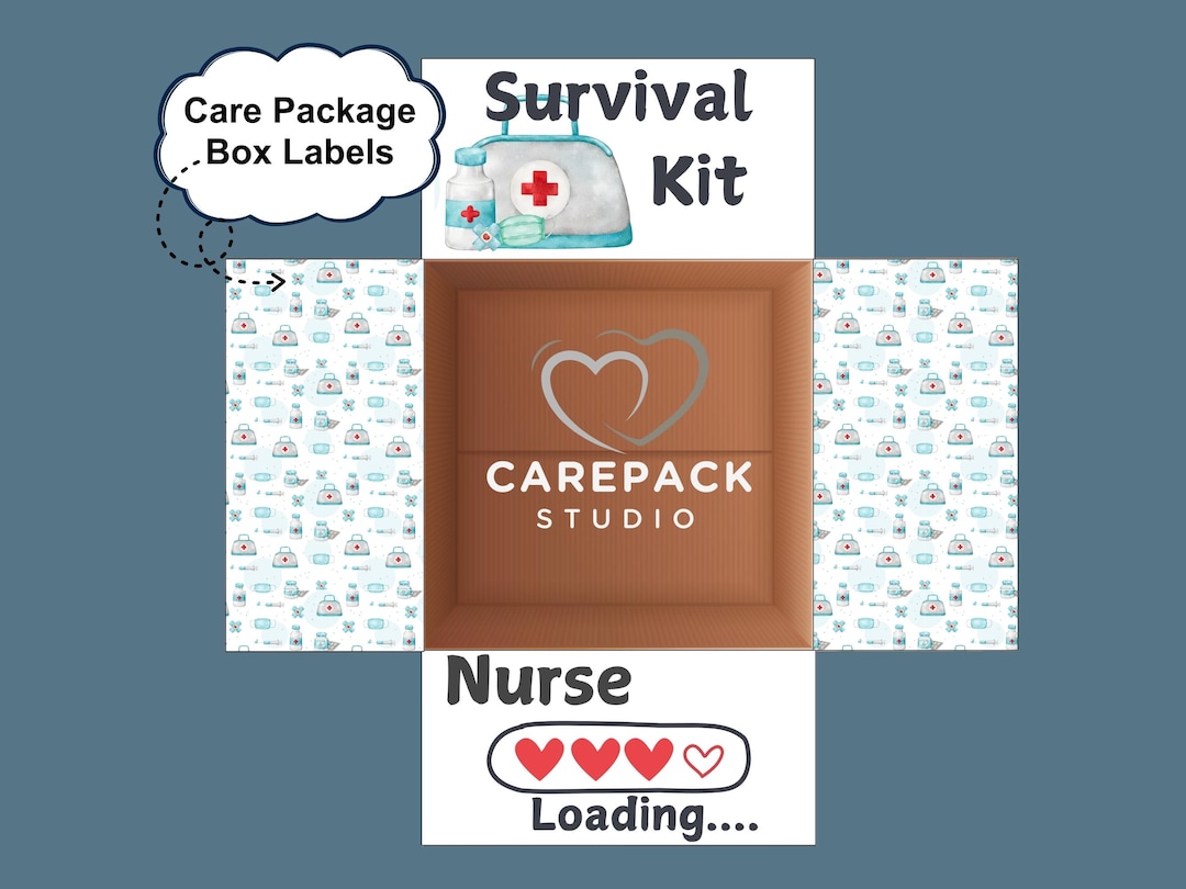 Nurse Care Package Label Survival Kit Printable Box Flap Decor for ...