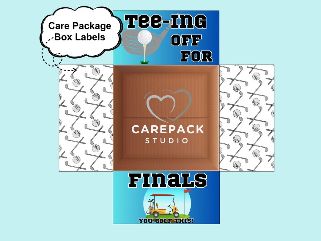 Printable Care Package Label College Final Exams Box Flap Sport Theme ...