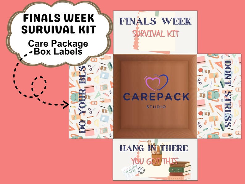 College Finals Week Care Package Labels Instant Download Printable ...