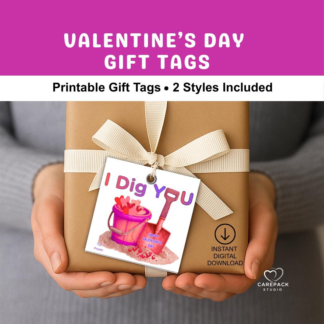 Printable I Dig You Valentine’s Day Gift Tags Square Labels for ...