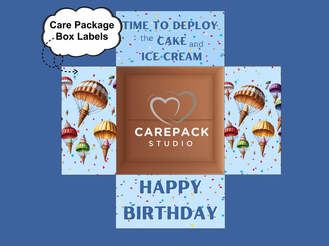 Happy Birthday Care Package Label Deployed Husband Printable Box Flap ...
