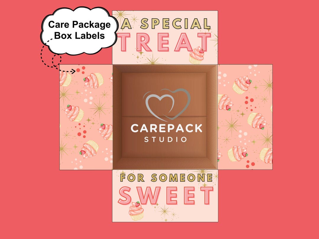 Care Package Label Sweet Treat Box Flap Printable Label Snack Gift Box ...