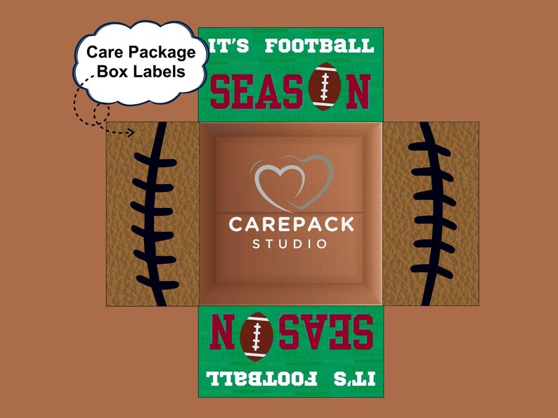Football Care Package Labels Printable Sports Football Theme Box Flap ...