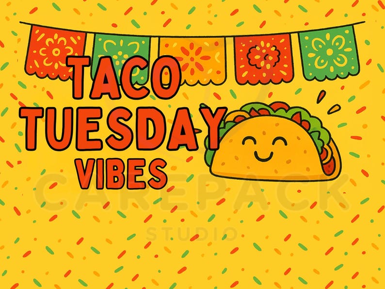 Taco Tuesday Printable Care Package Box Label, Fun Fiesta Box Labels ...