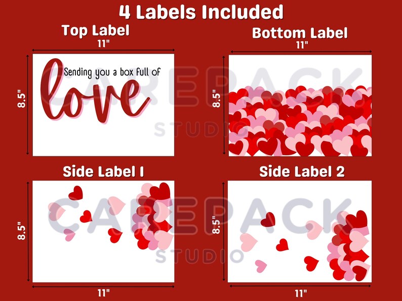 Love Care Package Labels Printable Box Flap College Student Valentine ...