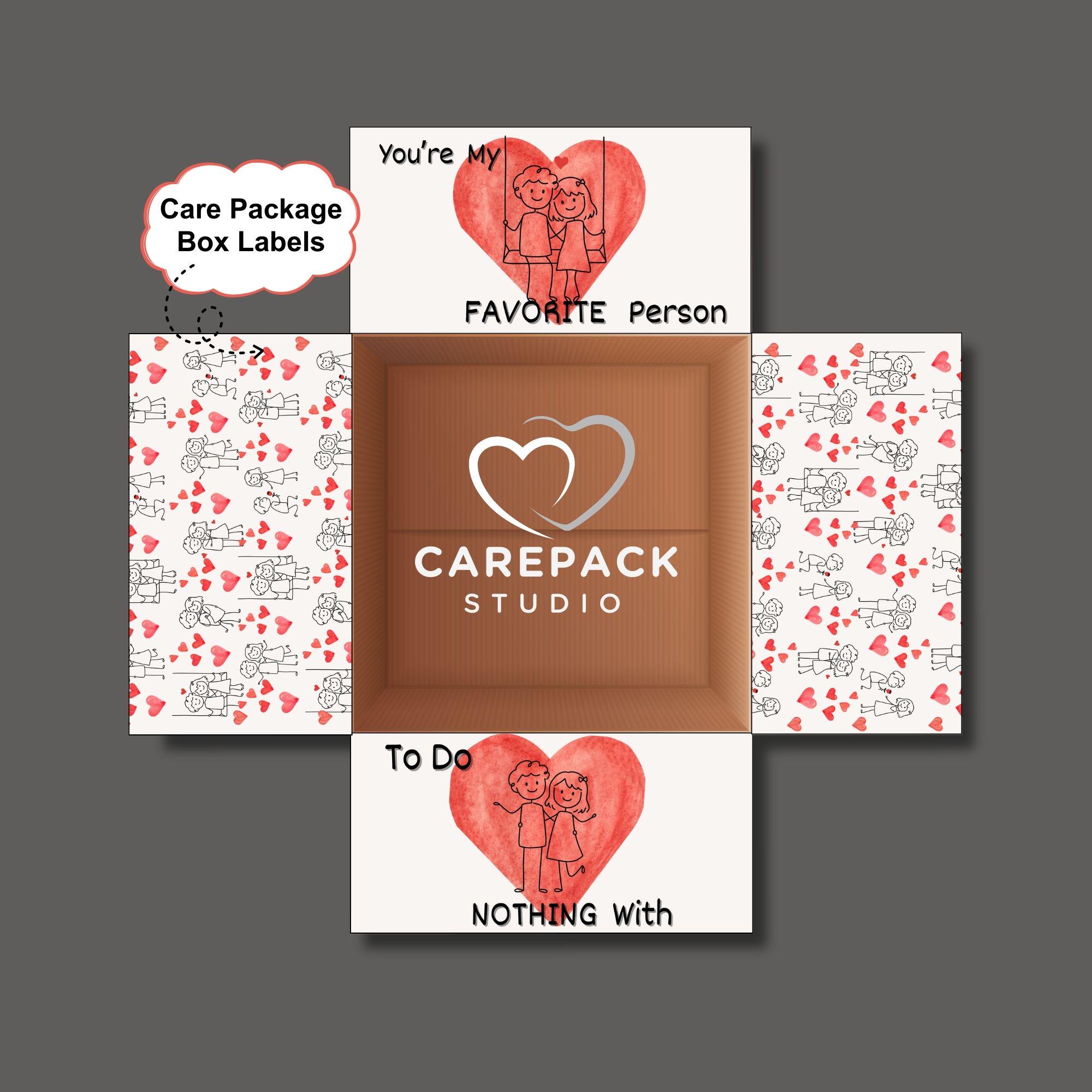 Friendship Love Care Package Printable Box Flap Labels Valentine Box ...