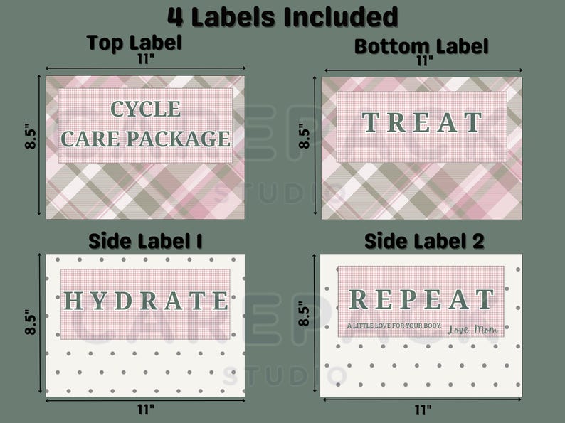 Period Relief Cycle Care Package Box Labels, Cramp Relief Comfort Box ...