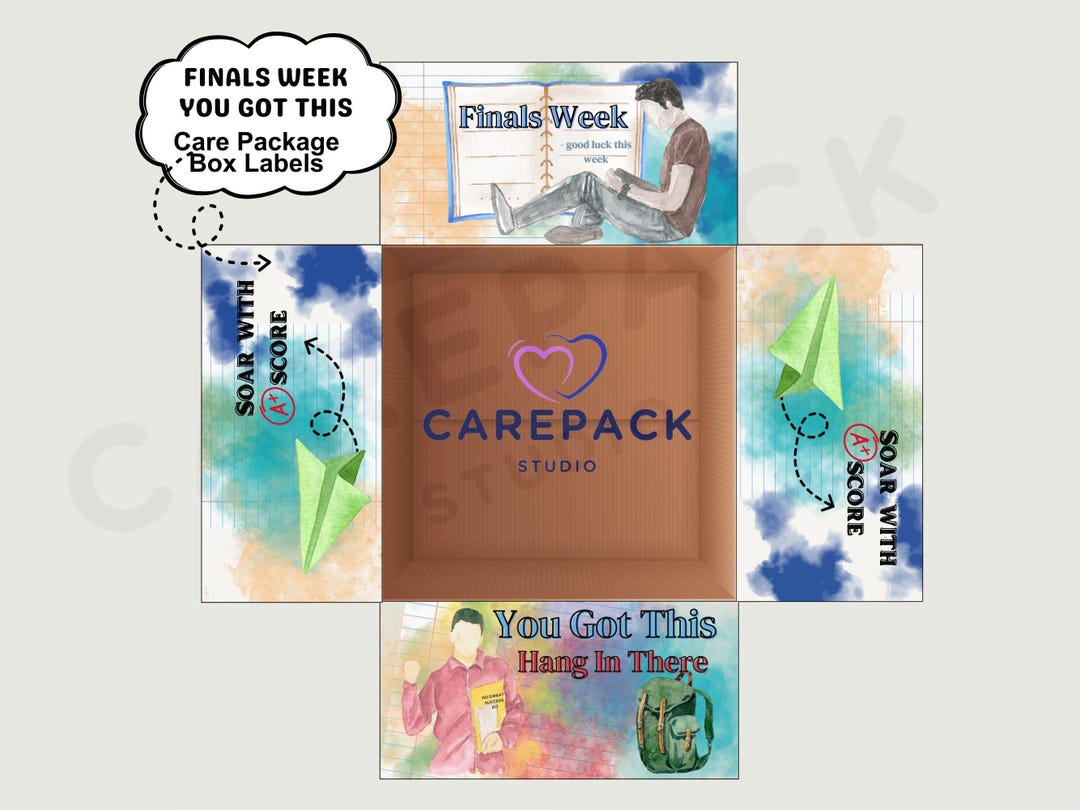 Male College Care Package Label, Guy Student Care Box Printable Kit for ...