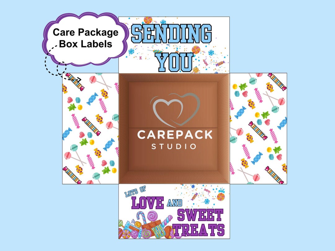 Sweet Treats Care Package Label Printable Kit Box Flaps College Care ...