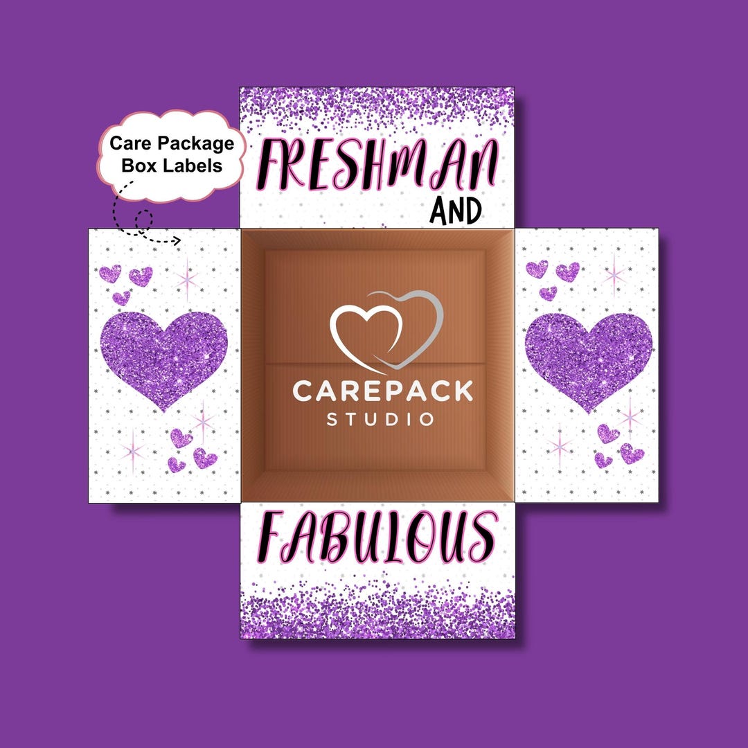 College Freshman Care Package Gift Box Labels, Printable Welcome Move ...