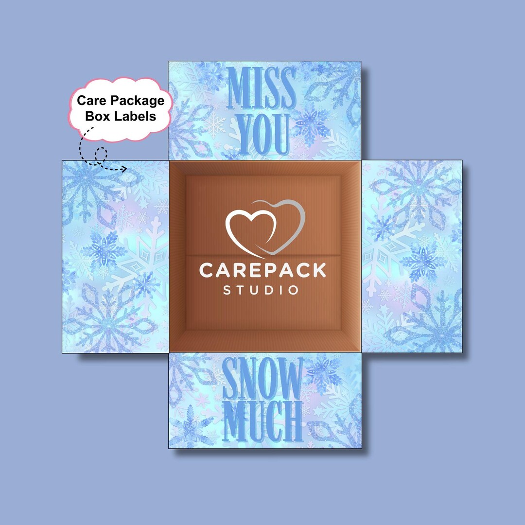 Care Package Label Instant Printable Decor for Box Flaps, Miss You Snow ...