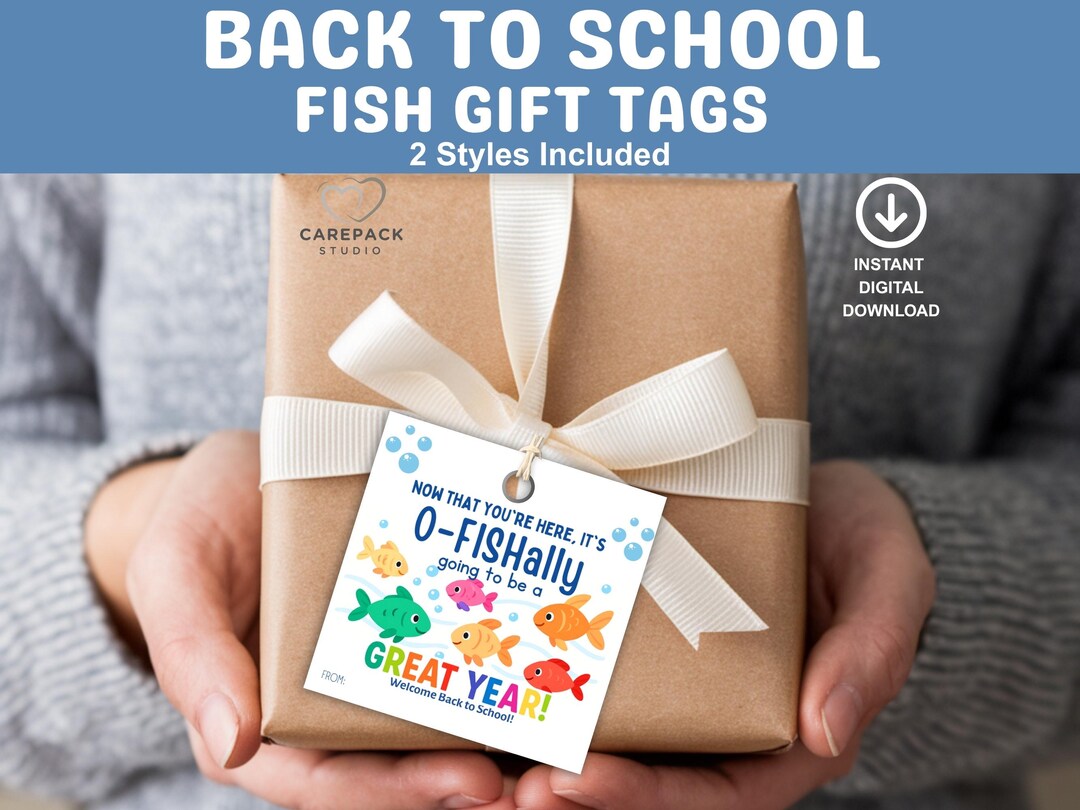 Welcome Back to School Fish Printable Gift Tag, Classroom Gift Tag for ...