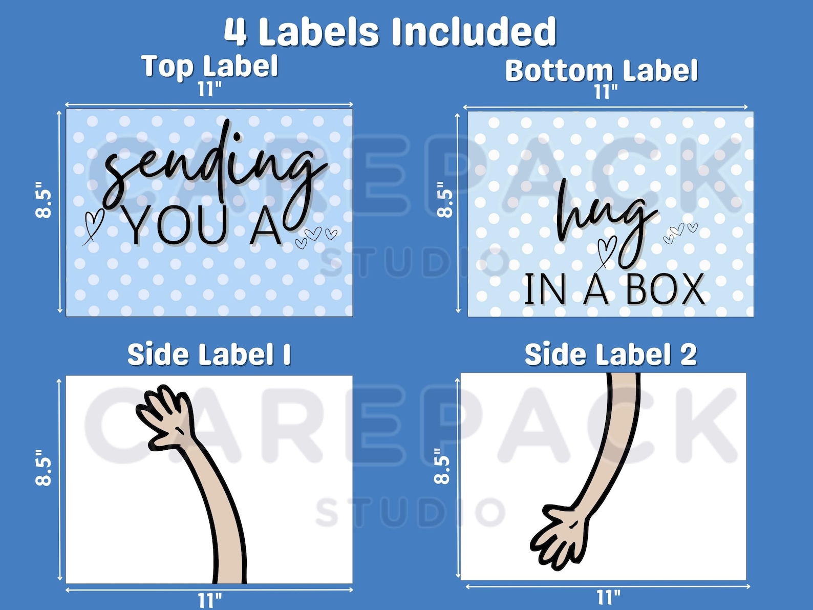 Hug in a Box Care Package Labels Printable Download Box Flap Decor Miss ...