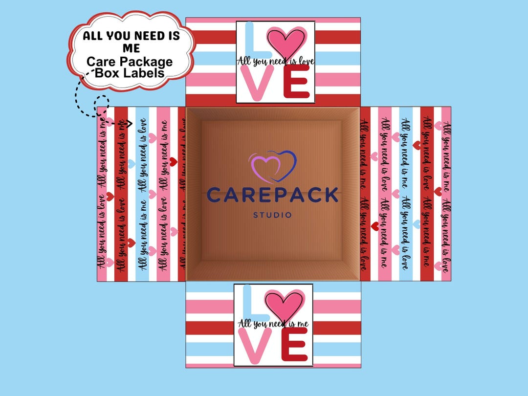 Love Care Package Printable Box Flap Labels Valentine Box Label College ...