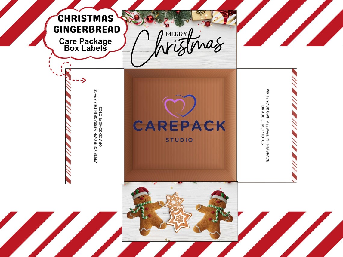 Christmas Gingerbread Cookie Care Package Labels, Printable Decoration ...