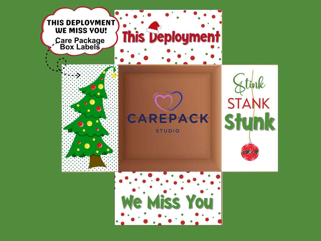 Christmas Care Package Labels, Printable Decoration for Box Flaps ...