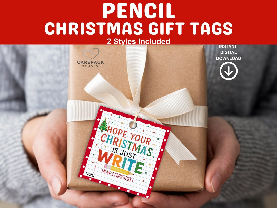 Christmas Pencil Gift Tags Printable DIY Holiday Favor Labels for ...
