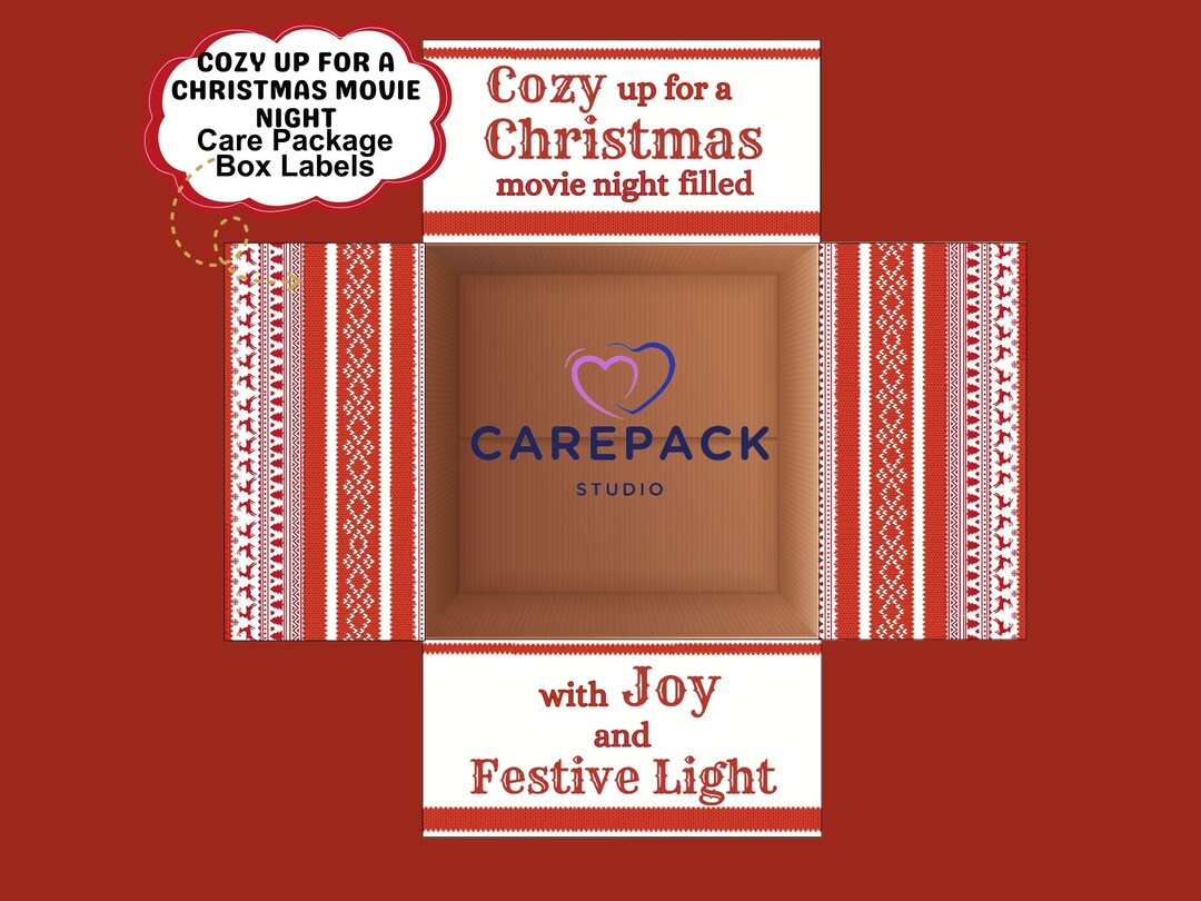 Printable Christmas Care Package Labels Instant Download Box Flaps ...