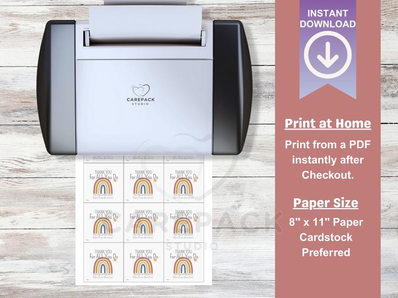 Printable Rainbow Gift Tag, Thank You for All You Do Staff Appreciation ...