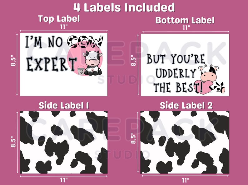 Cow Care Package Label Printable Box Flap Labels for Dairy Cow Lovers ...