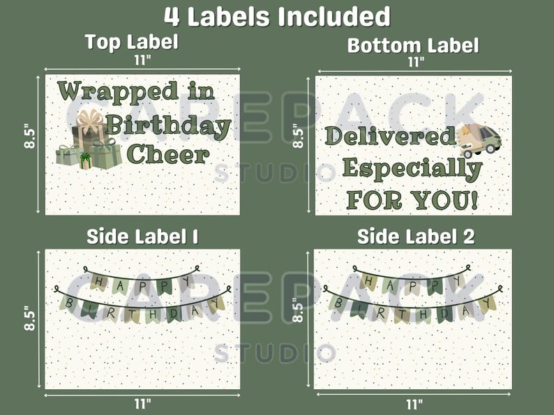 Birthday Care Package Printable Box Flap Label Instant Download ...