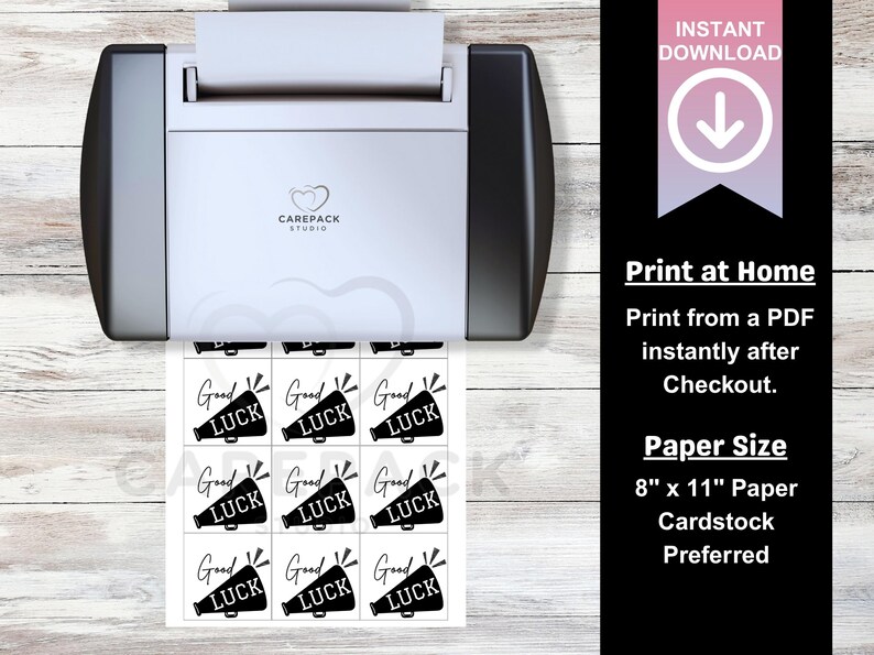 Printable Cheerleading Gift Tag, Good Luck Cheer Team Snack Tag Labels ...