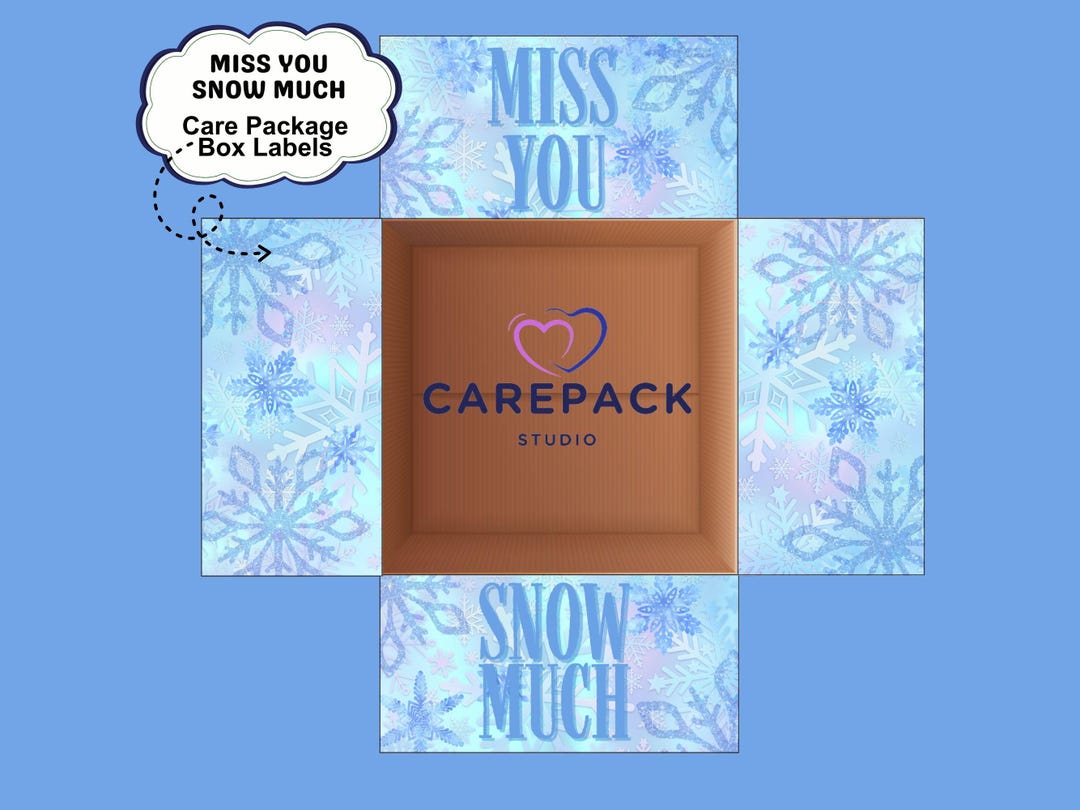 Care Package Label Instant Printable Decor for Box Flaps, Miss You Snow ...