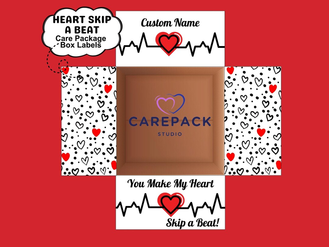 Personalized Care Package Printable Label Valentines Day Gift Box for ...
