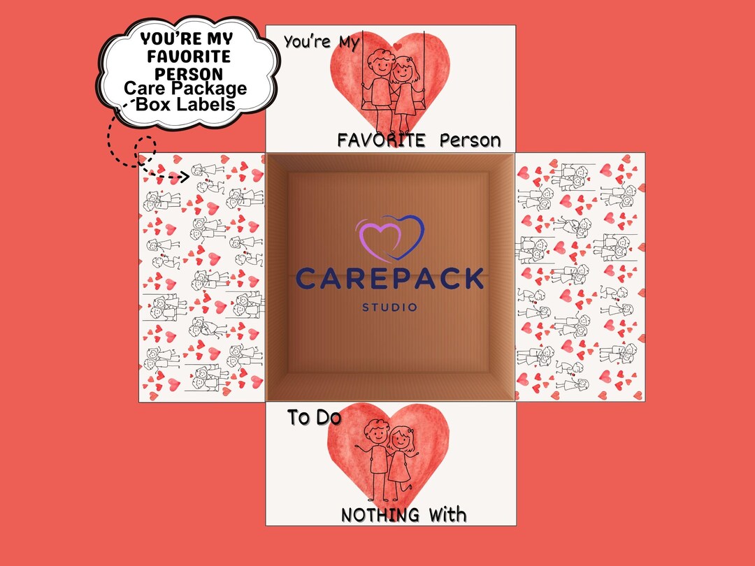 Friendship Love Care Package Printable Box Flap Labels Valentine Box ...