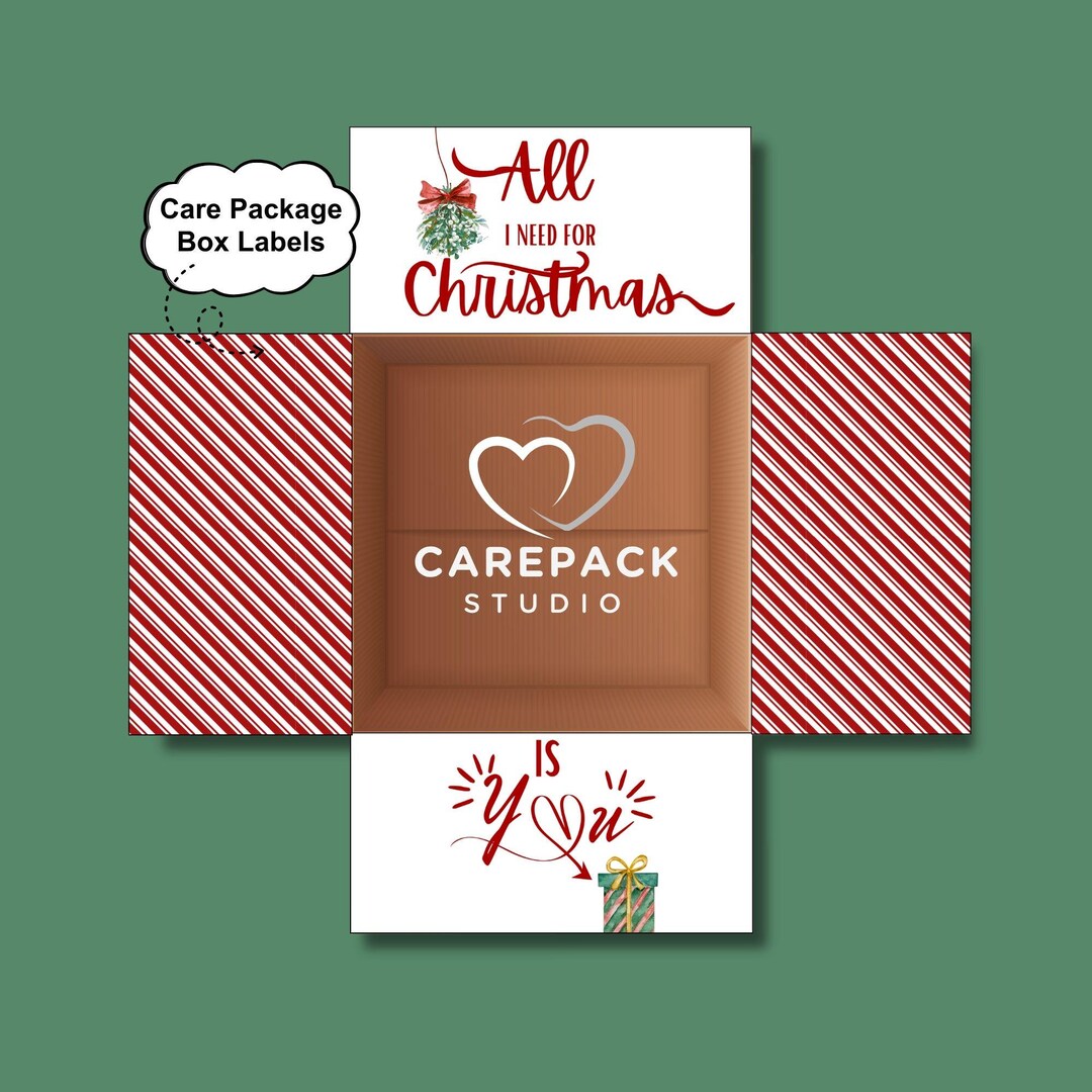Care Package Box Labels Printable Box Flap All I Need for Christmas is ...