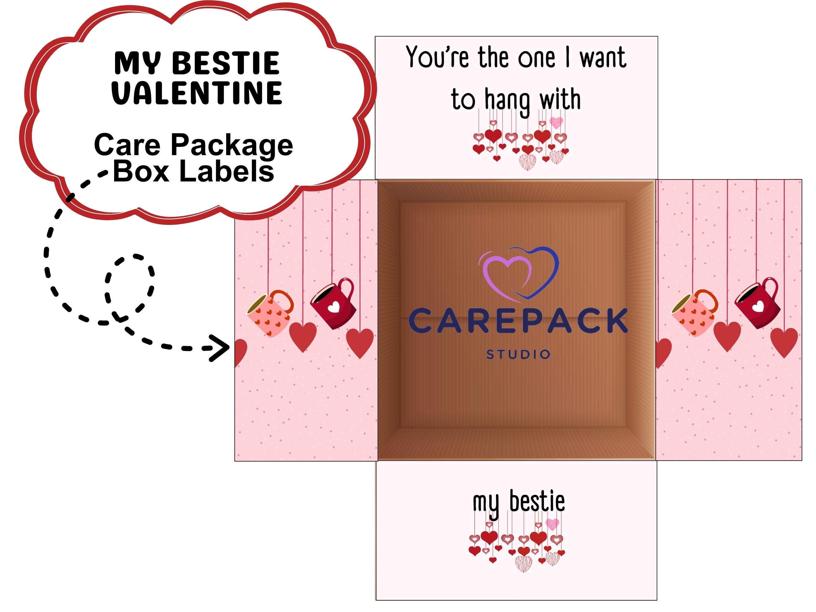 Bestie Care Package Printable Box Flap Labels Valentine Box Label ...