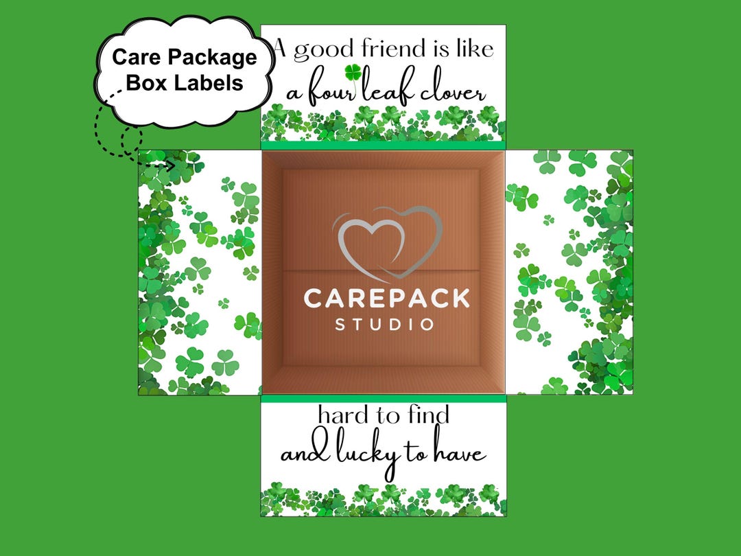 Friendship Care Package Box Flap Printable Label St Patrick's Day Girl ...