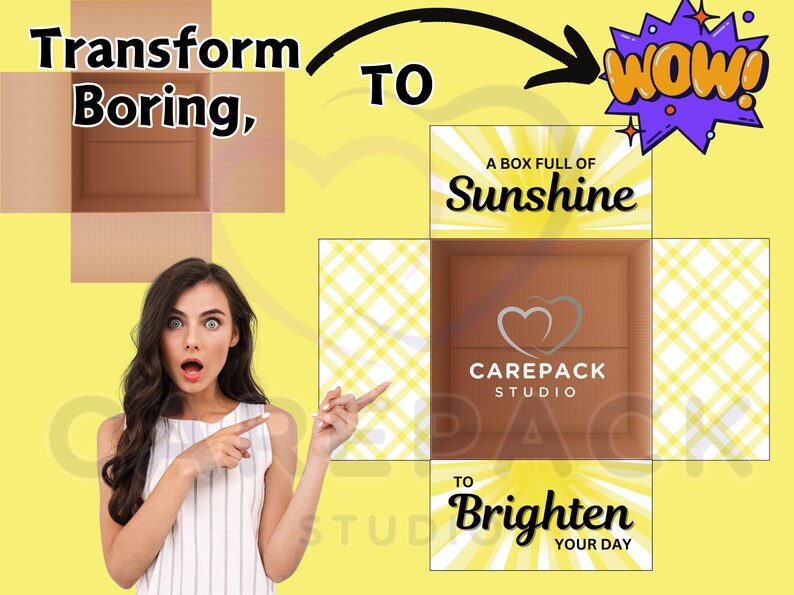 Sunshine Yellow Care Package Label for Encouragement, Printable ...