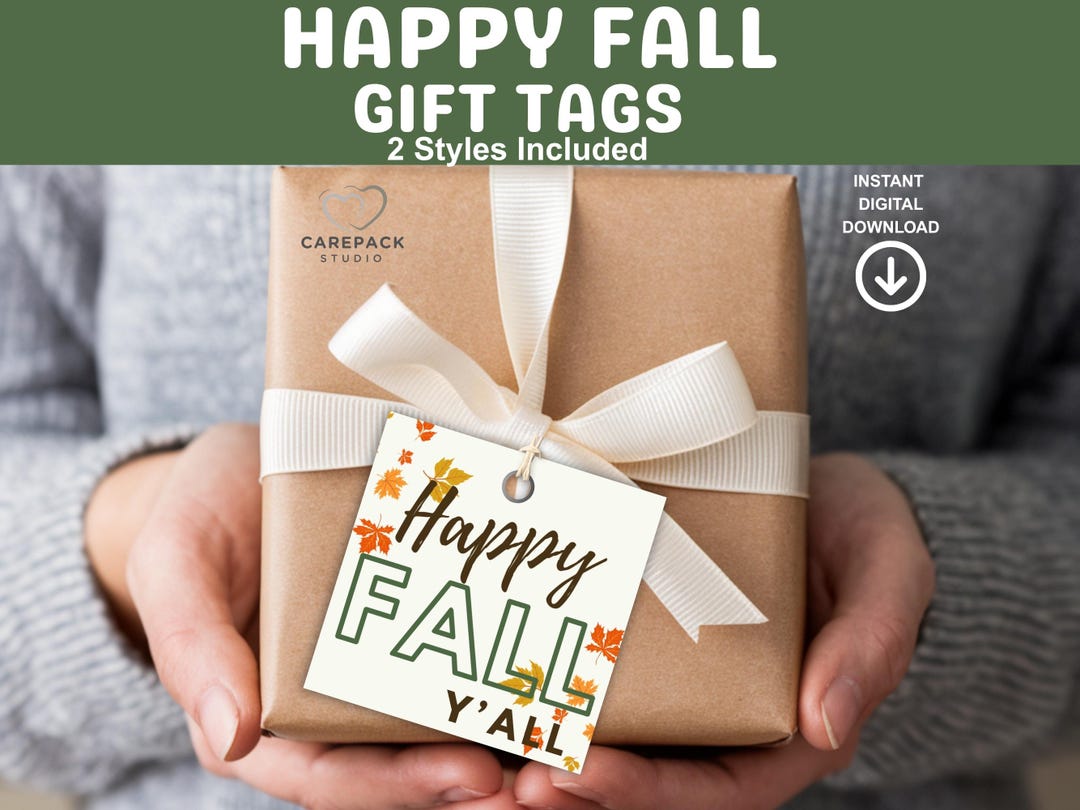 Happy Fall Y’all Printable Gift Tag for Party Favors, Popcorn, Fall ...