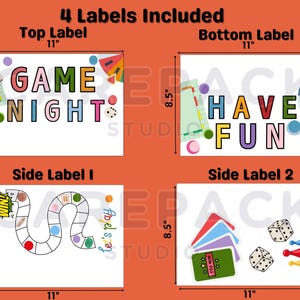 Game Night Care Package Labels Printable Box Flap Board Game Night Gift ...