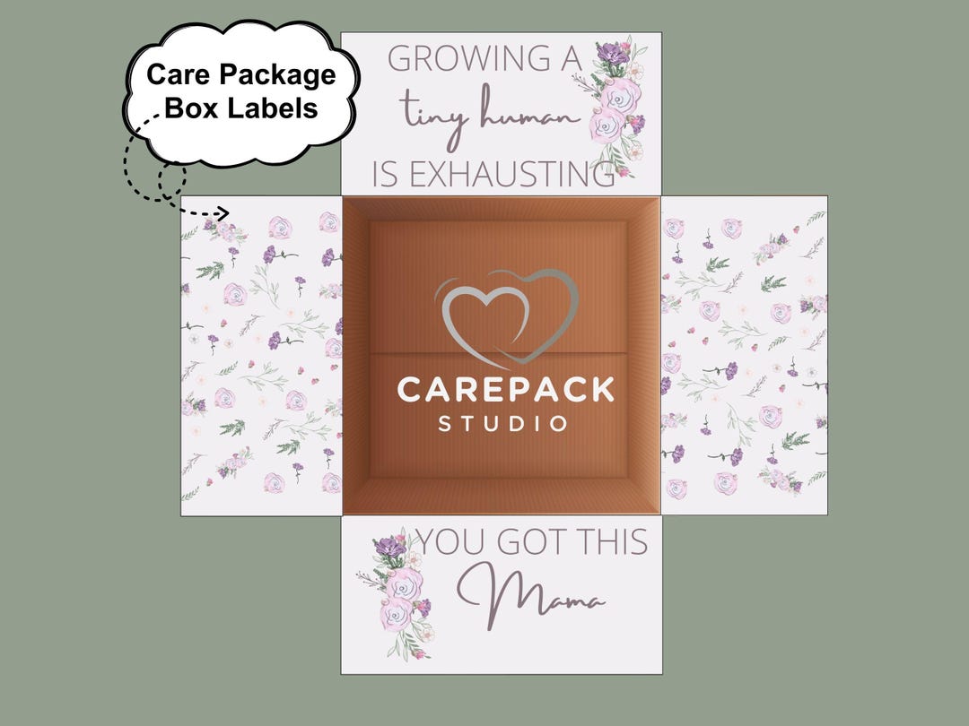 Childbirth Care Package Labels Printable Box Flap Encouragement Gift ...