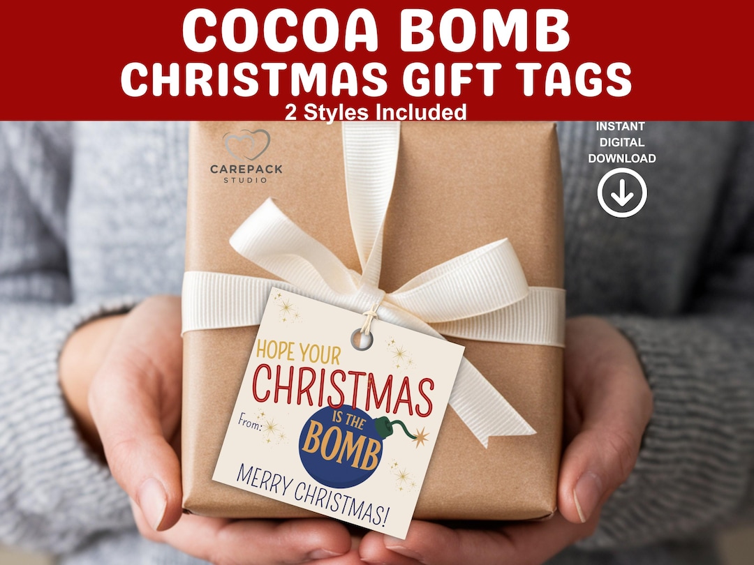 Hot Cocoa Bomb Christmas Gift Tags Printable Holiday Treat Labels for ...
