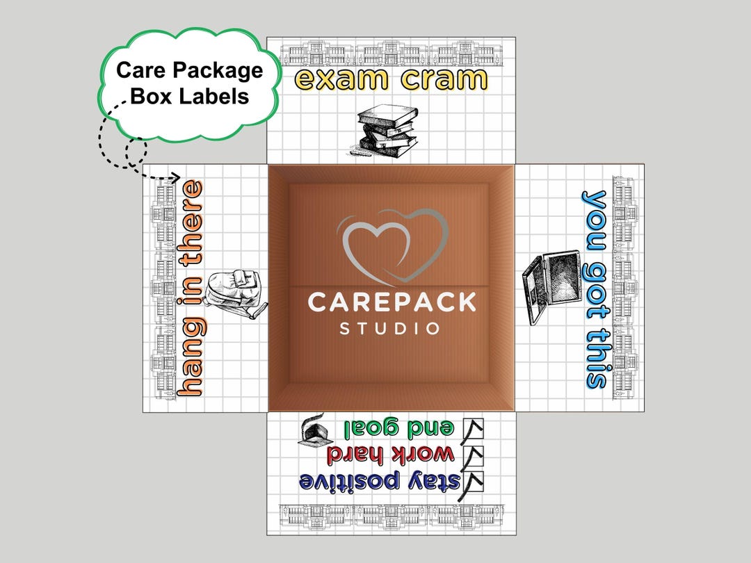 College Exam Week Care Package Labels Instant Download Printable ...
