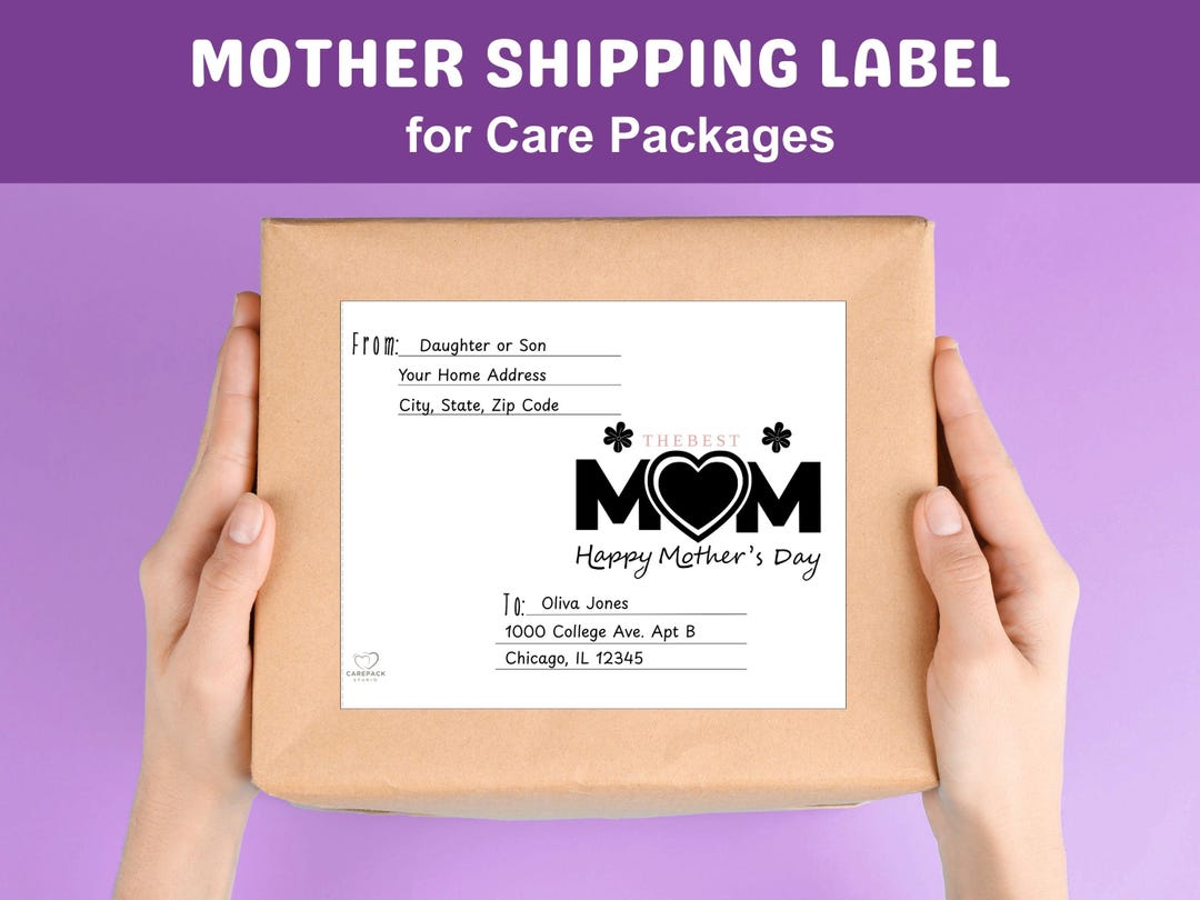 Printable Mother's Day Shipping Label for Care Package Parcels ...