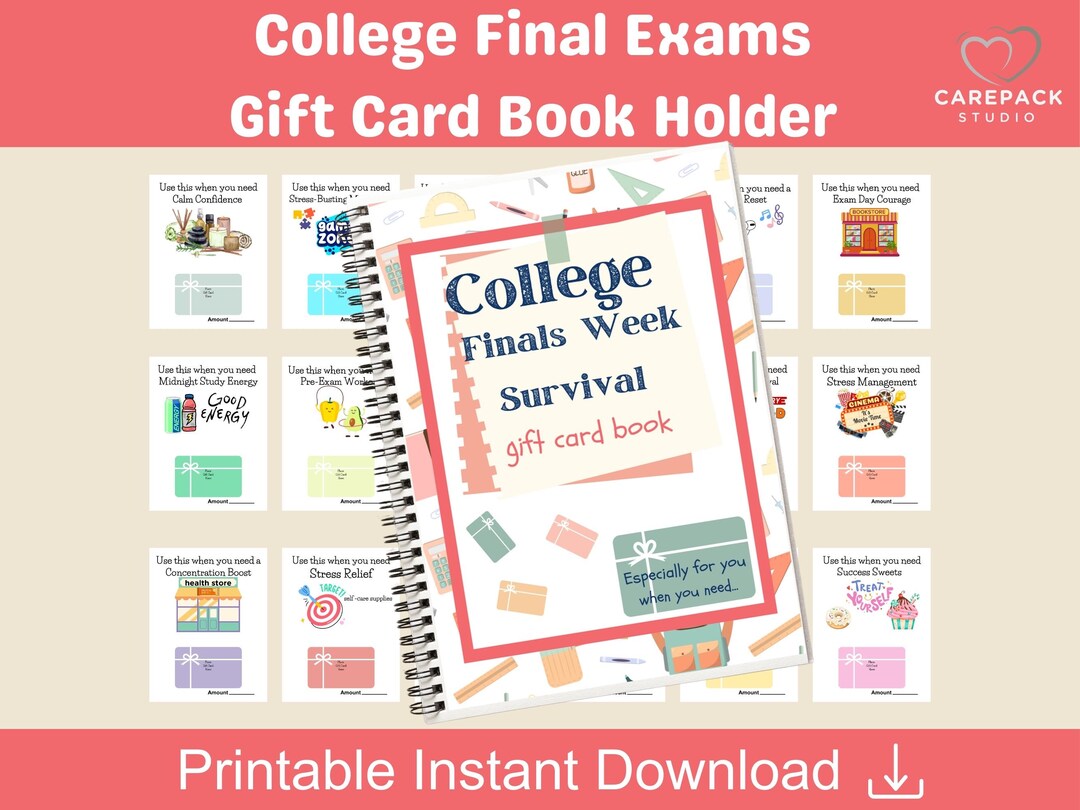 College Exams Gift Card Holder Book Printable University Students ...