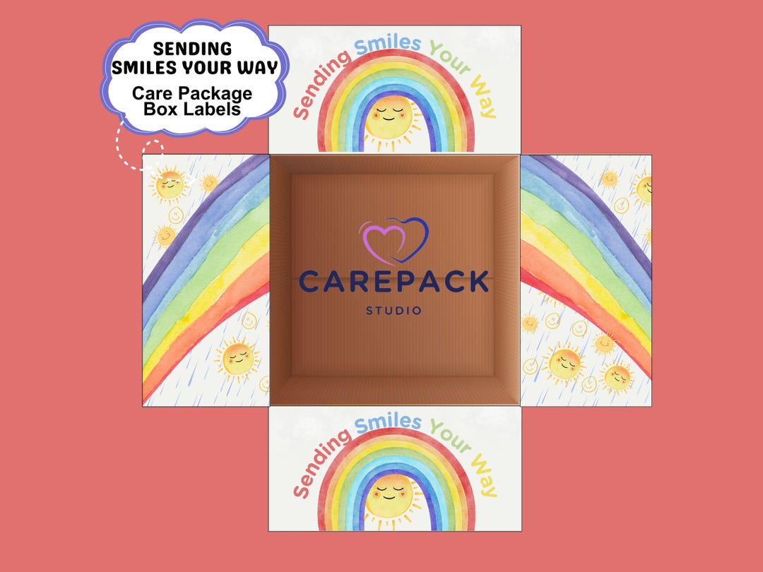 Sending Smiles Care Package Instant Printable Box Flap Labels ...